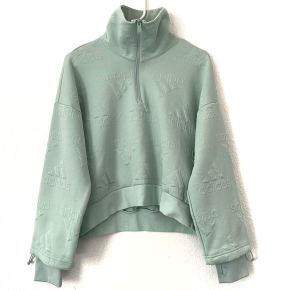 adidas | Tops | Adidas Turtleneck Crop Three Quarter Zip Pullover Size ...